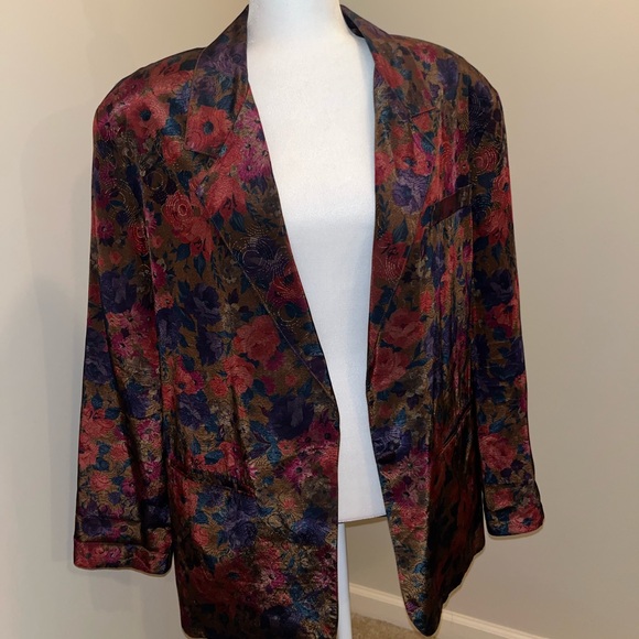 Michelle Stuart | Jackets & Coats | Michelle Stuart Floral Blazer Red ...